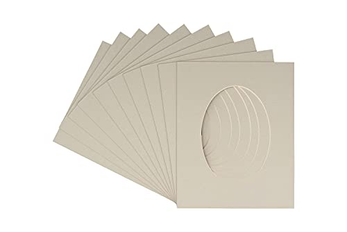 20x30 Mat Bevel Cut for 18x27 Photos - Precut Taupe Beige Oval Shaped Photo Mat Board Opening - Acid Free Matte to Protect Your Pictures - Bevel Cut for Family Photos, Pack of 25 Matboards Show Kits