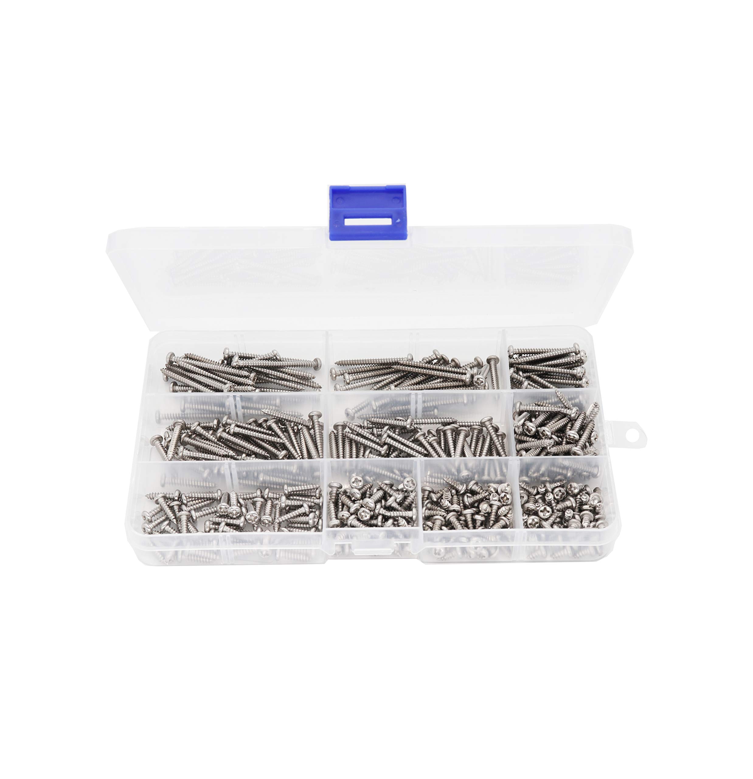 binifiMux 390pcs M3 Phillips Pan Head Screws Self Tapping Drilling Screws Assortment Kit, 304 Stainless Steel, 10 Sizes