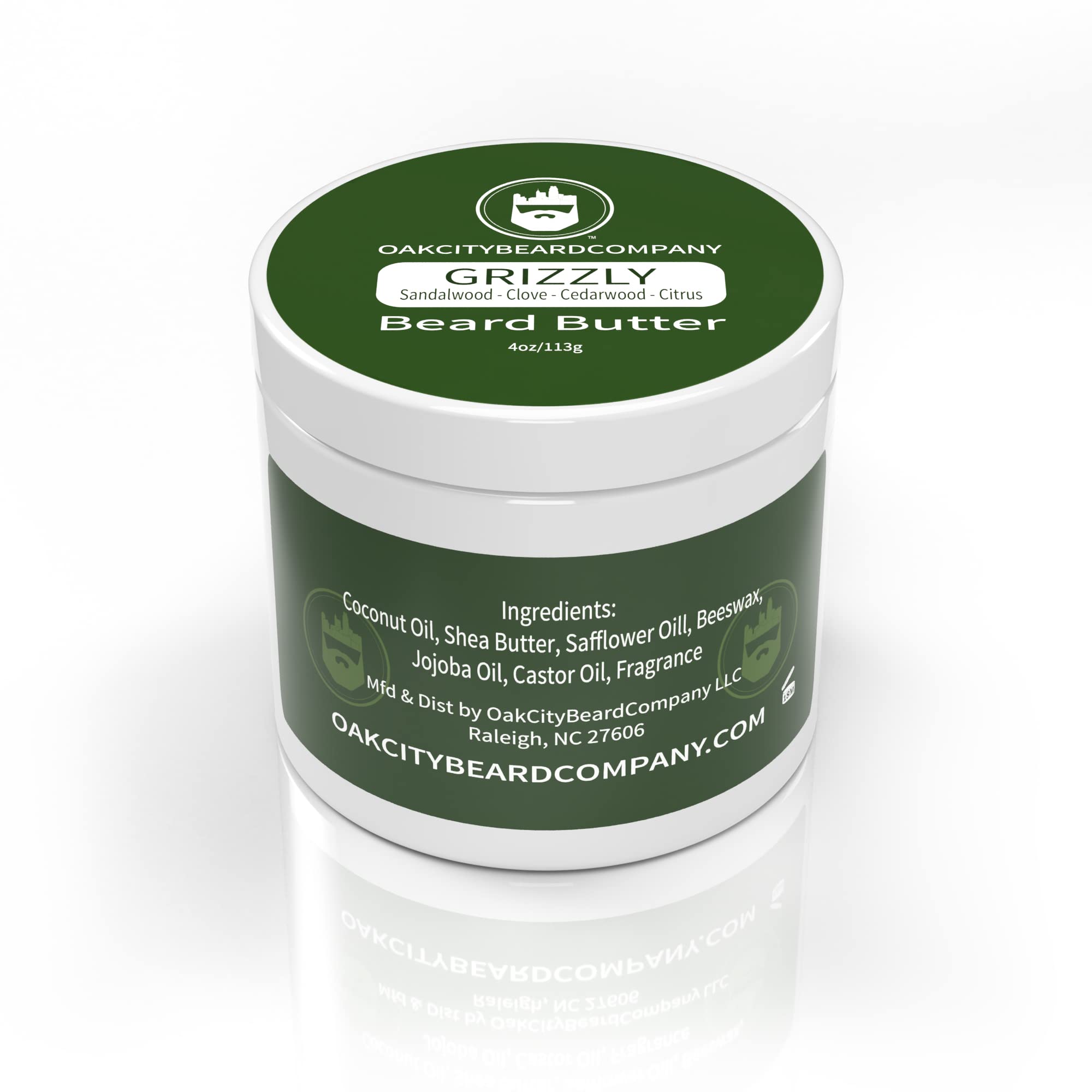 Oak City Beard Company - Grizzly - 4 Ounce - Beard Butter - Beard Conditioner - Sandalwood - Clove - Cedarwood - Citrus