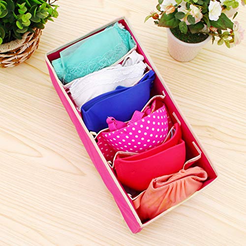 Cicilin Underwear Organisers Drawer Storage Organiser Foldable Drawer Dividers Closet Storage Box for Bras, Socks, Ties, Scarves, and Other Accessories (Set of 4) PP Board Pink