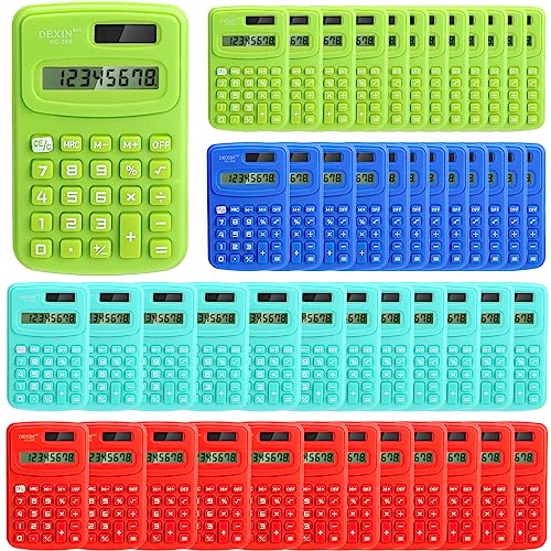 48 Pcs Pocket Calculator Handheld Calculator Standard Function Calculator Cute Mini Calculator with Button Battery, 8 Digit Display, Basic Office Calculators for Kids Teachers, 4 Colors (Bright Color)