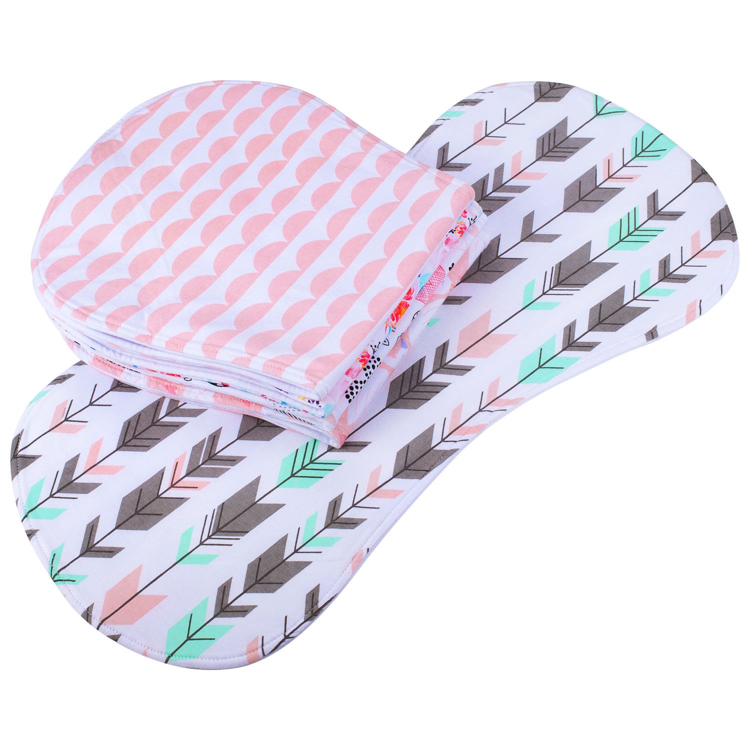5-Pack Baby Burp Cloths for Girls, Triple Layer, 100% Organic Cotton, Soft and Absorbent Towels, Burping Rags for Newborns by MiiYoung