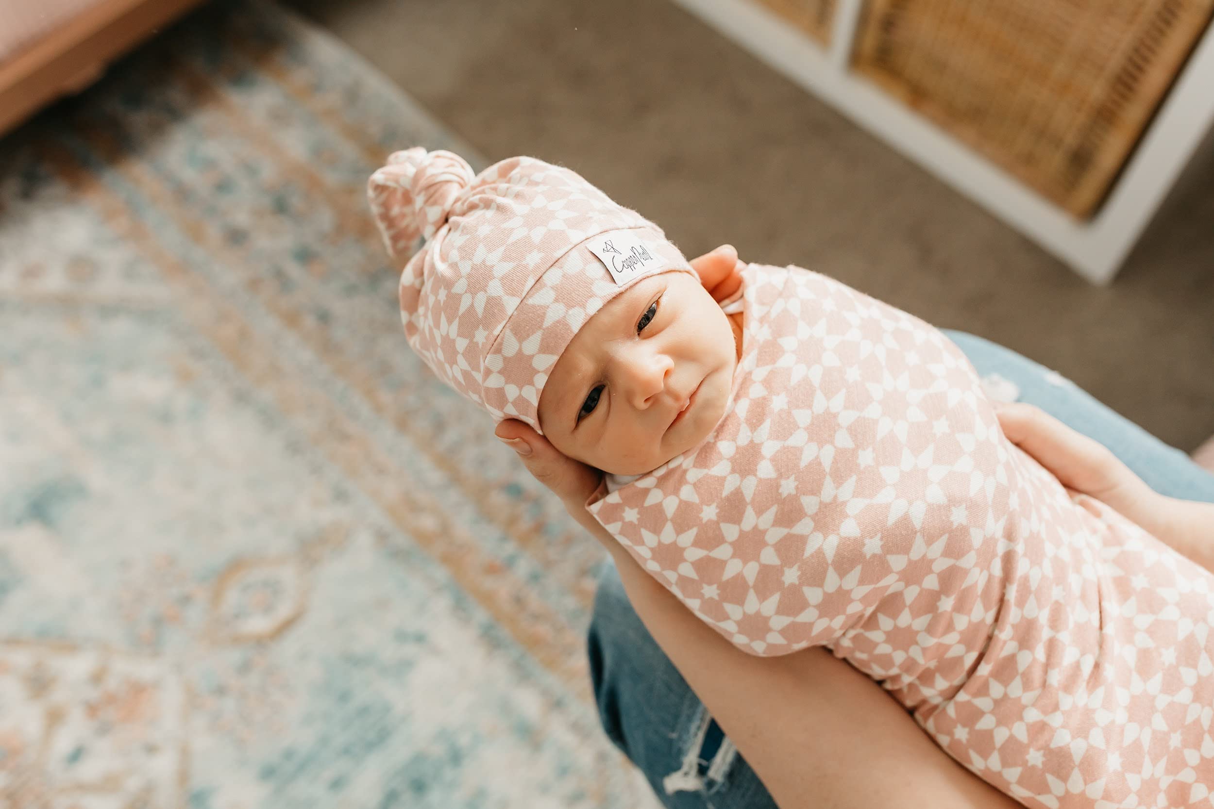 Large Premium Knit Baby Swaddle Receiving Blanket "Star" by Copper Pearl