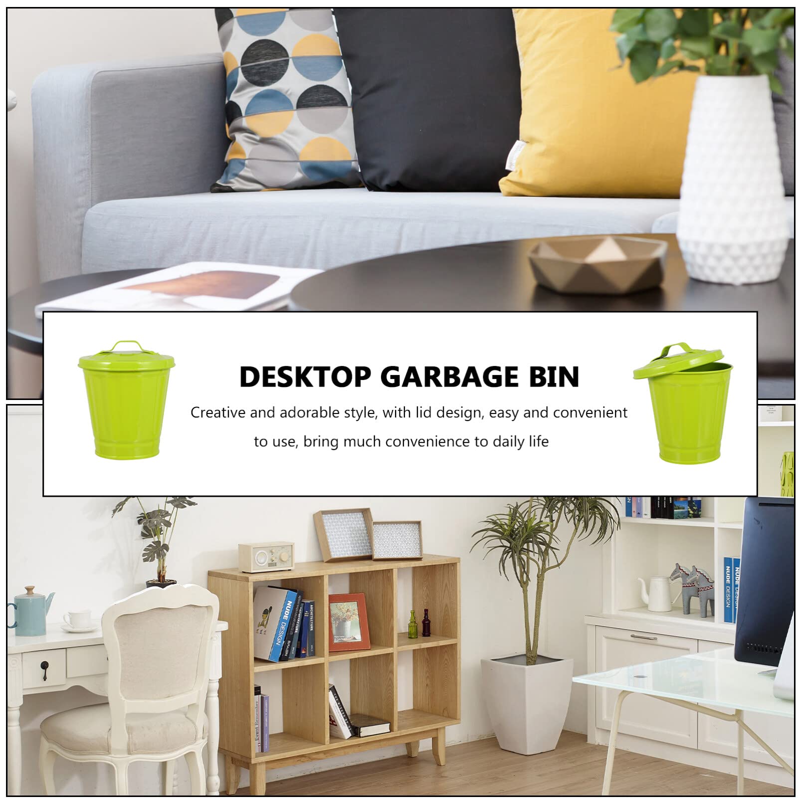 1pc Brush Waste Bracket Basket Rubbish Truck Trash Bag Small Table Mini Garbage can Pencil Retro Trash can White Pencil Holder Iron Desk Container Bucket Toy Box