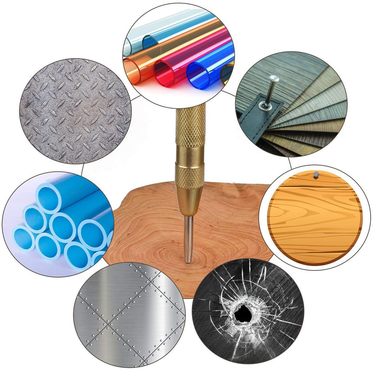 3Pcs HSS Spiral Step Drill Bit Set, 1/4" Hex Shank High Speed Steel Titanium Coated Cone Hole Cutter Bit with Automatic Center Punch for Drilling Plate Aluminum Metal Wood Hole (4-12mm/4-20mm/4-32mm)