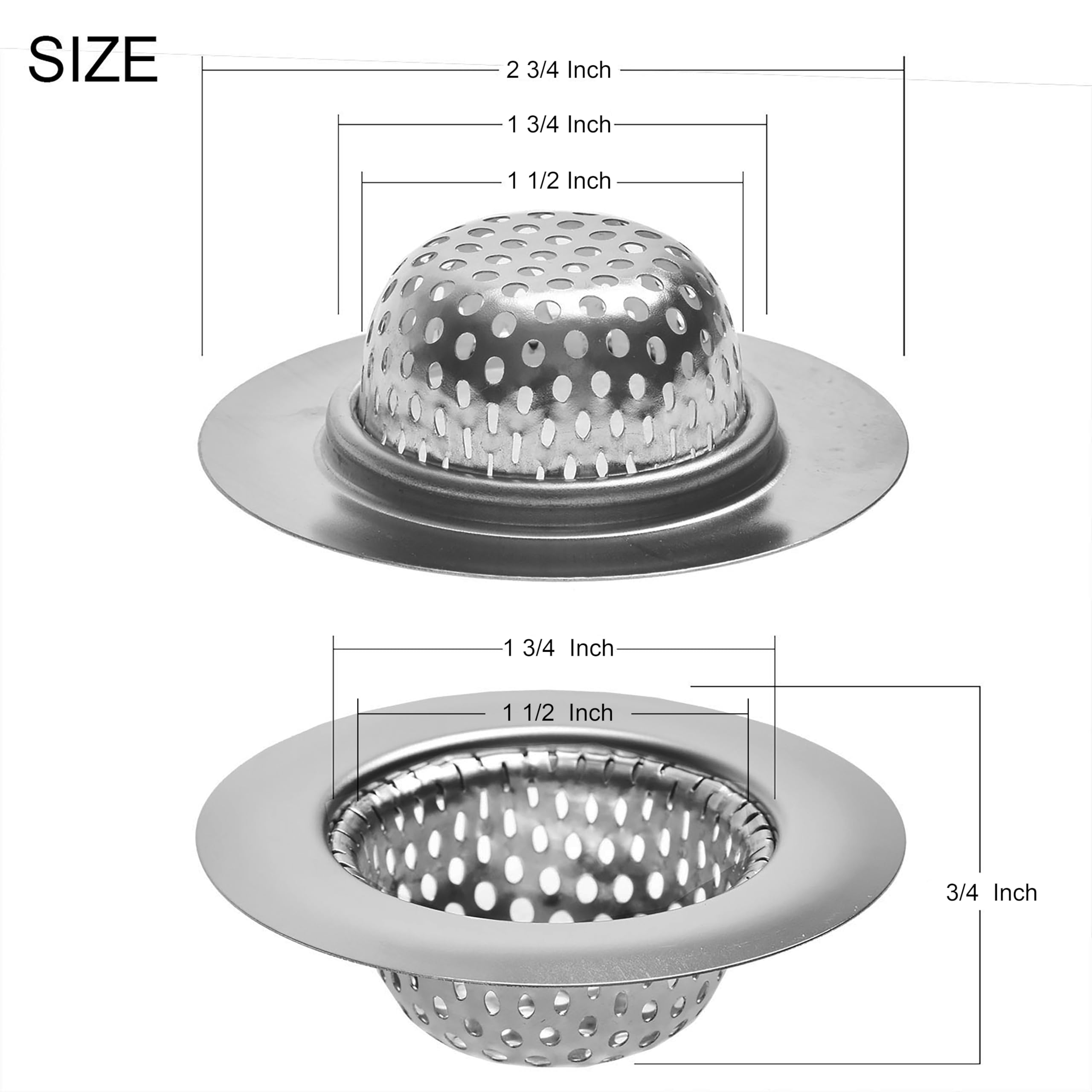 2 Pack - 2.75" Top / 1.5" Basket- Stainless Steel Bathtub Drain Strainer Cover Shower Hair Drain Catcher Sink Strainer Filter Basket for Bathroom