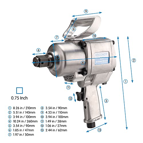 3/4-inch Drive Air Impact Wrench,2000N.m(1475 ft.Ib)