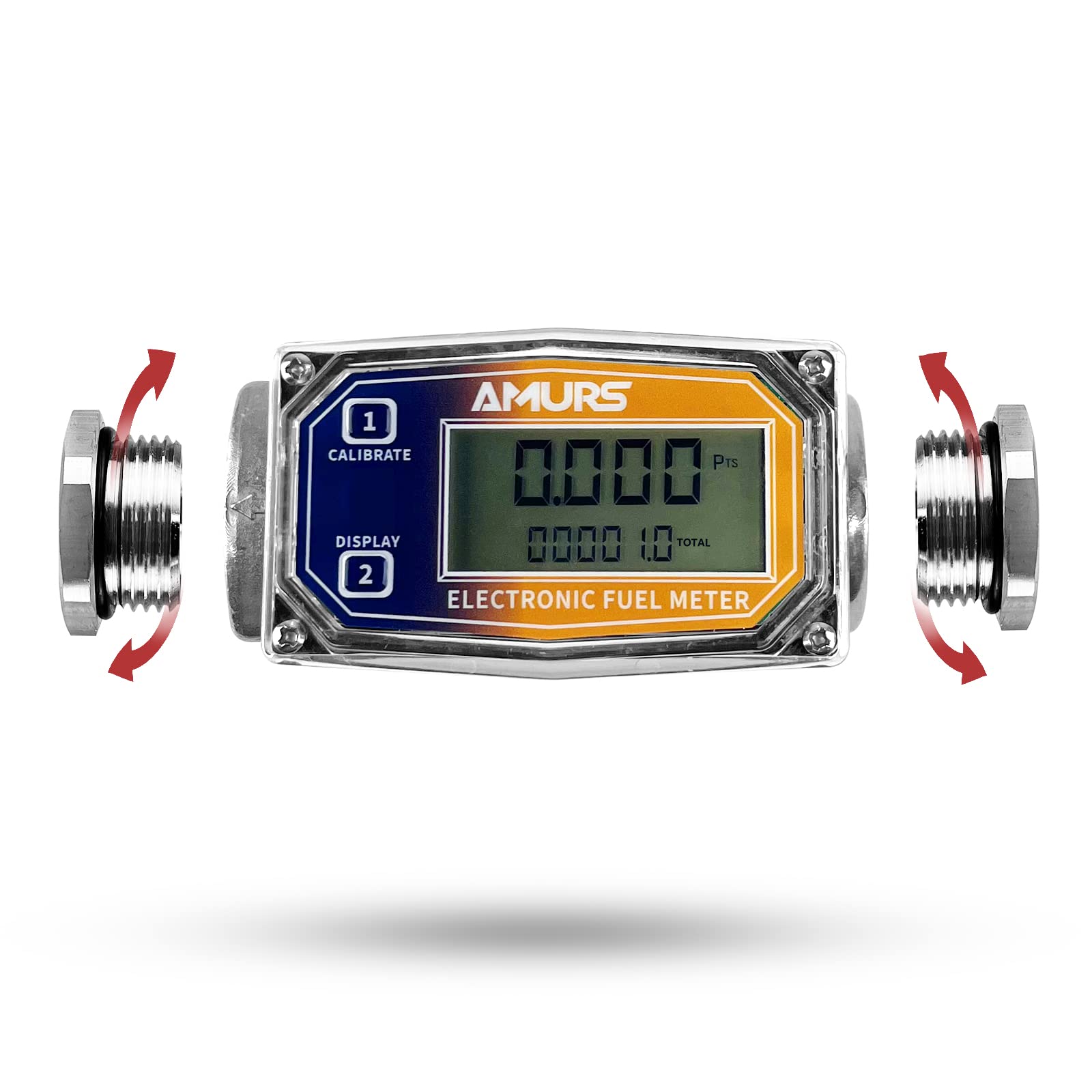 3/4 inch Turbine Flow Meter LCD Digital Display Flowmeter with NPT Counter Detachable Adaptor Flowmeters for Measuring Diesel Kerosene Gasoline Flows