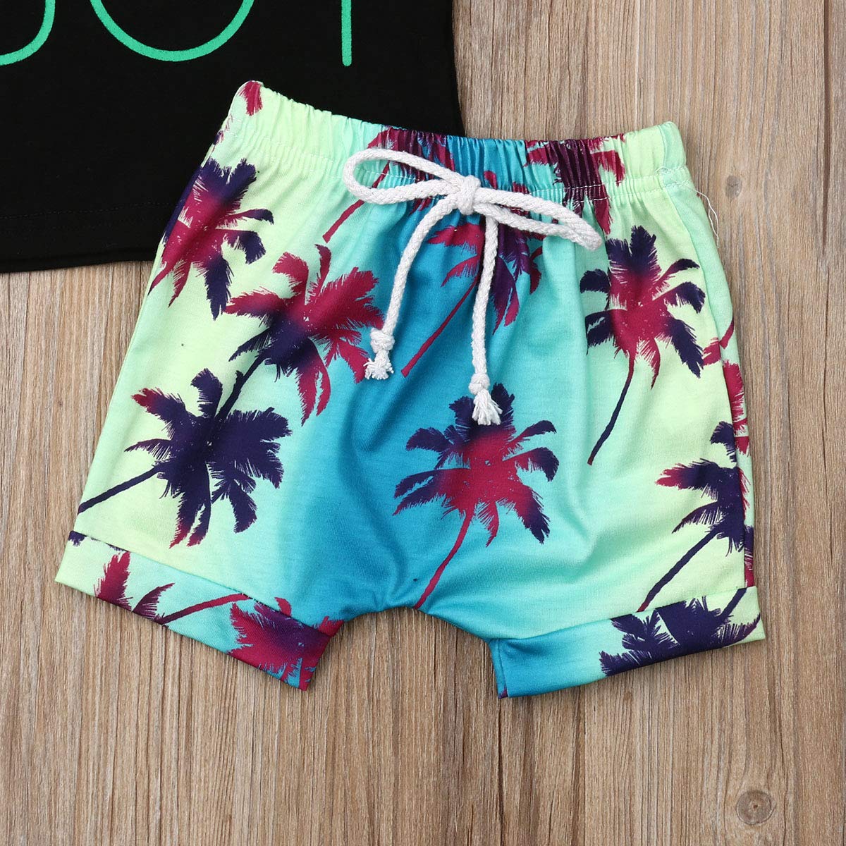 Infant boy Outfits 0-3 Months Summer Baby Boys Outfits Sets Shirts Shorts Pants 2 Piece momas boy Black Coconut Tree Coco Palm Hawaii Style