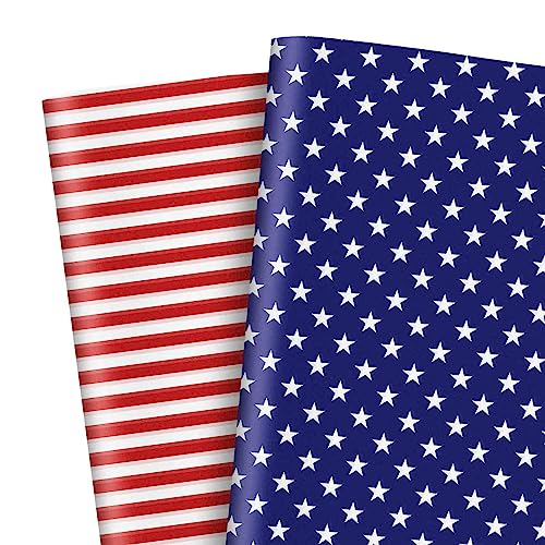 AnyDesign Patriotic Tissue Paper 80 Sheet Stars and Stripes Pattern Tissue Paper 4th of July Wrapping Paper Holiday Art Tissue for Independence Day Memorial Day DIY Gift Packing Supplies, 14 x 20 Inch