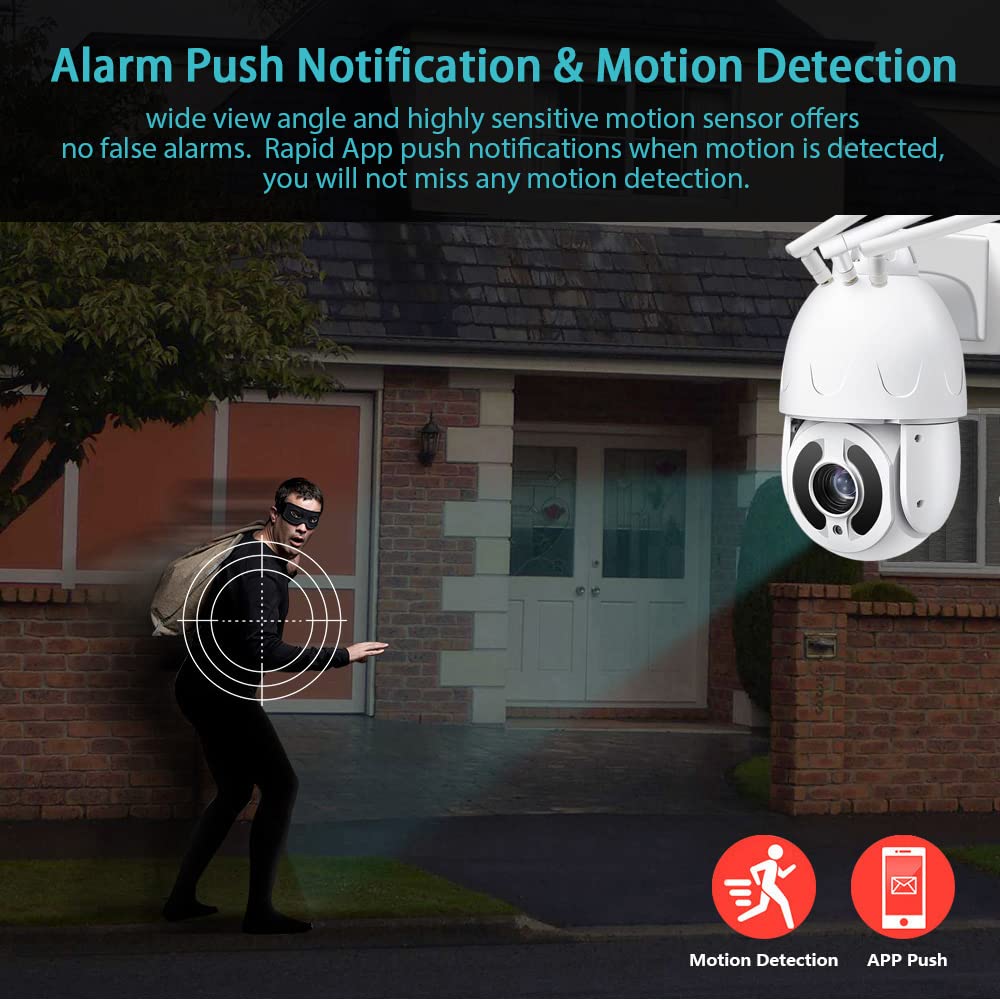 Funxwe 4G LTE Cellular Wireless 5MP 30X Optical Zoom Security PTZ Camera with SIM Card Slot, Two Way Audio Motion Alarm Auto Tracking, Color Night Vision