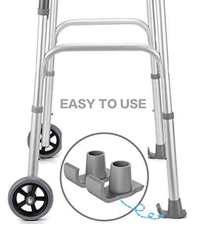 Agrish 6-Pack Walker Glide Skis, Universal Fit Walkers with 1-1/8 Inch Shaft Handicapped Walker Accessories Tool-Free, 6 Count, Gray
