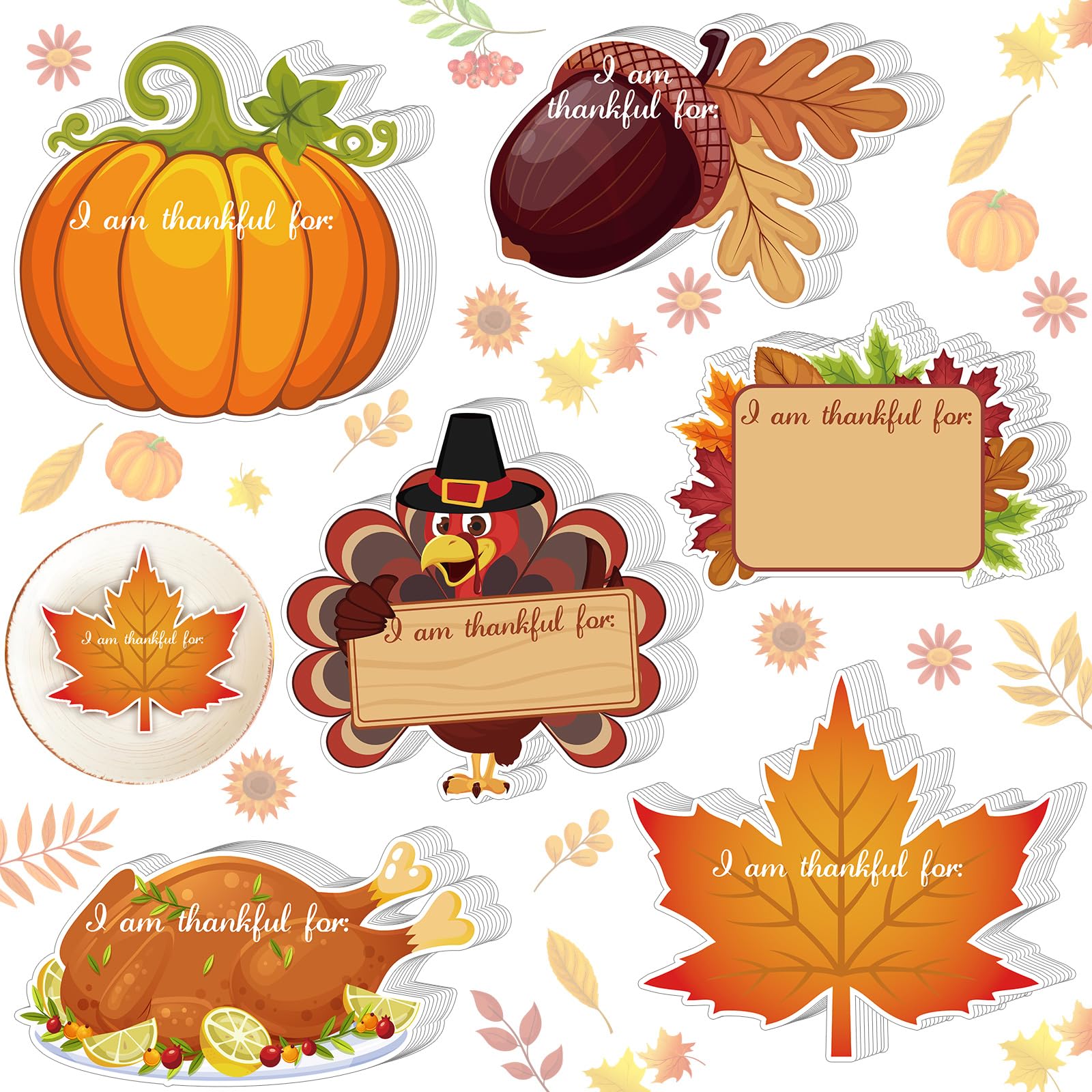 200 Pcs Thanksgiving Plate Decor Thankful Table Place Cards Maple Leaf Turkey Pumpkin Thanksgiving Place Cutouts Thanksgiving Decor for Table Plate Setting Fall Home Party Name Cards Decor