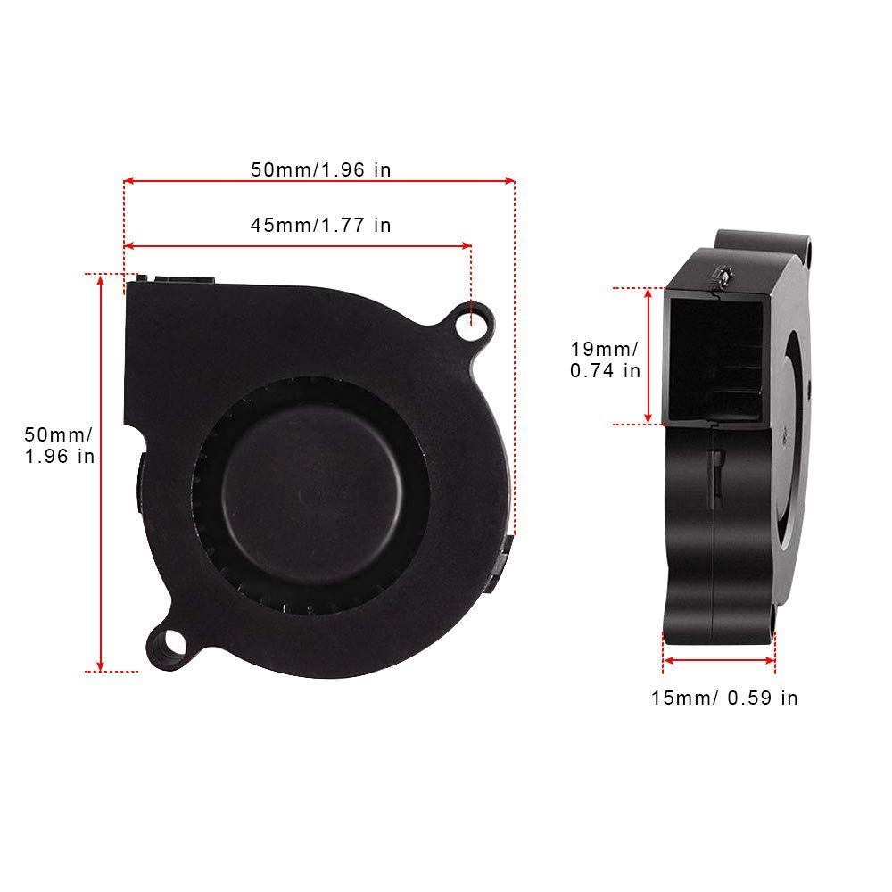 Furiga 24V 5015 Blower Fan DC 50X50X15mm Radial Cooling Fan 1.2M Cable for 3D Printer Fan Heat Sink 2PCS, TIEFULONG-WT