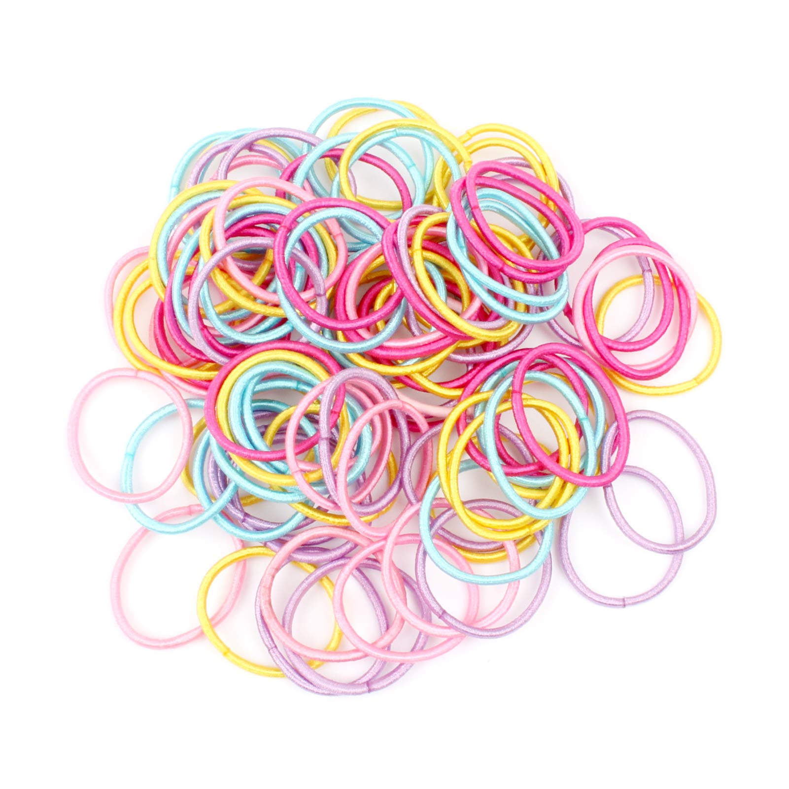 YEEPSYS Kids Hair Ties, 100 pcs Hair Elastic Bands for Toddler and Girls , Baby Multicolor Small Seamless Hair Bands Elastic Ponytail Holders (100 Pcs, Bright Multicolor)