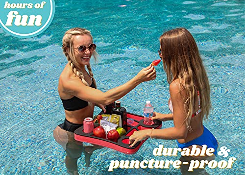 Polar Whale Floating Drink Holder Red and Black Refreshment Table Tray for Pool or Beach Party Float Lounge Durable Black Foam 17.5 Inches Large 10 Compartment UV Resistant