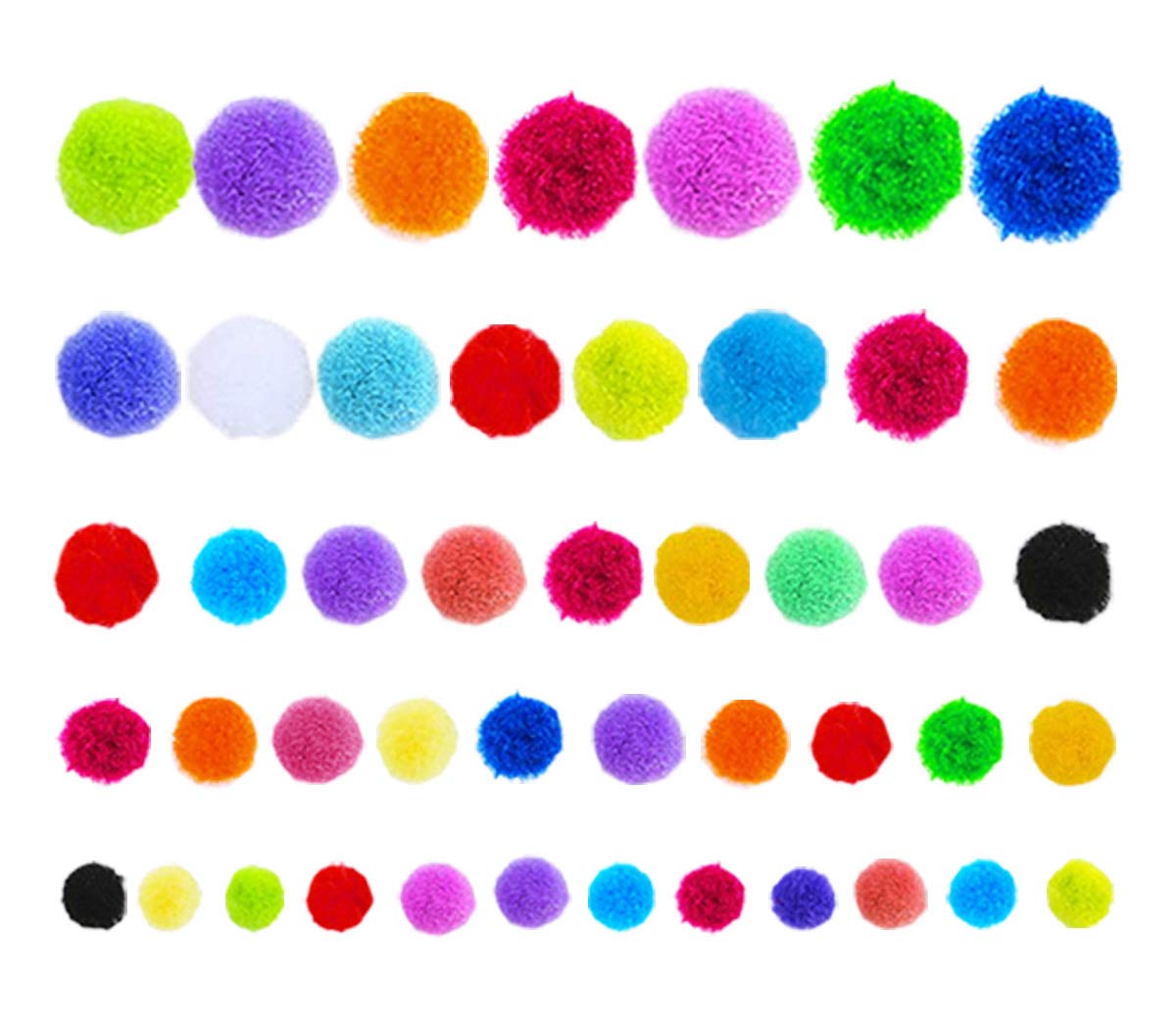 800pcs Multicolor Pompoms 5 Sizes Assorted Elastic Arts and Crafts Pompoms Ball for DIY Creative Crafts Decorations Hobby Supplies Kids Children Project Games Learning Resources
