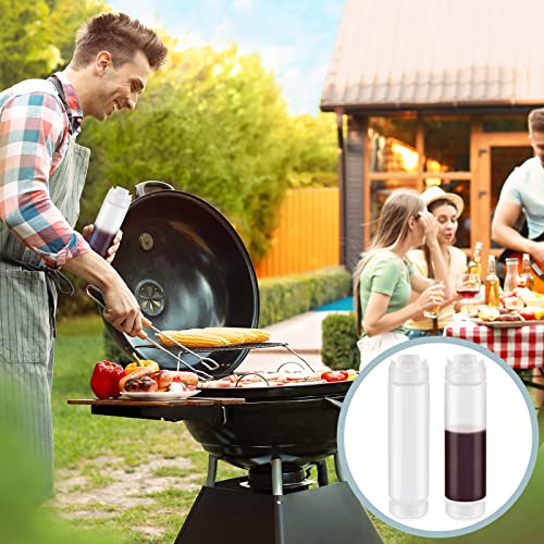 3 Pcs 16 oz Inverted Plastic Squeeze Bottles, Refillable Tip Large Valve Dispenser Condiment Squeeze Bottle for Sauces Ketchup Sour Cream Self Sealing Syrup Dispenser for Restaurants (White)
