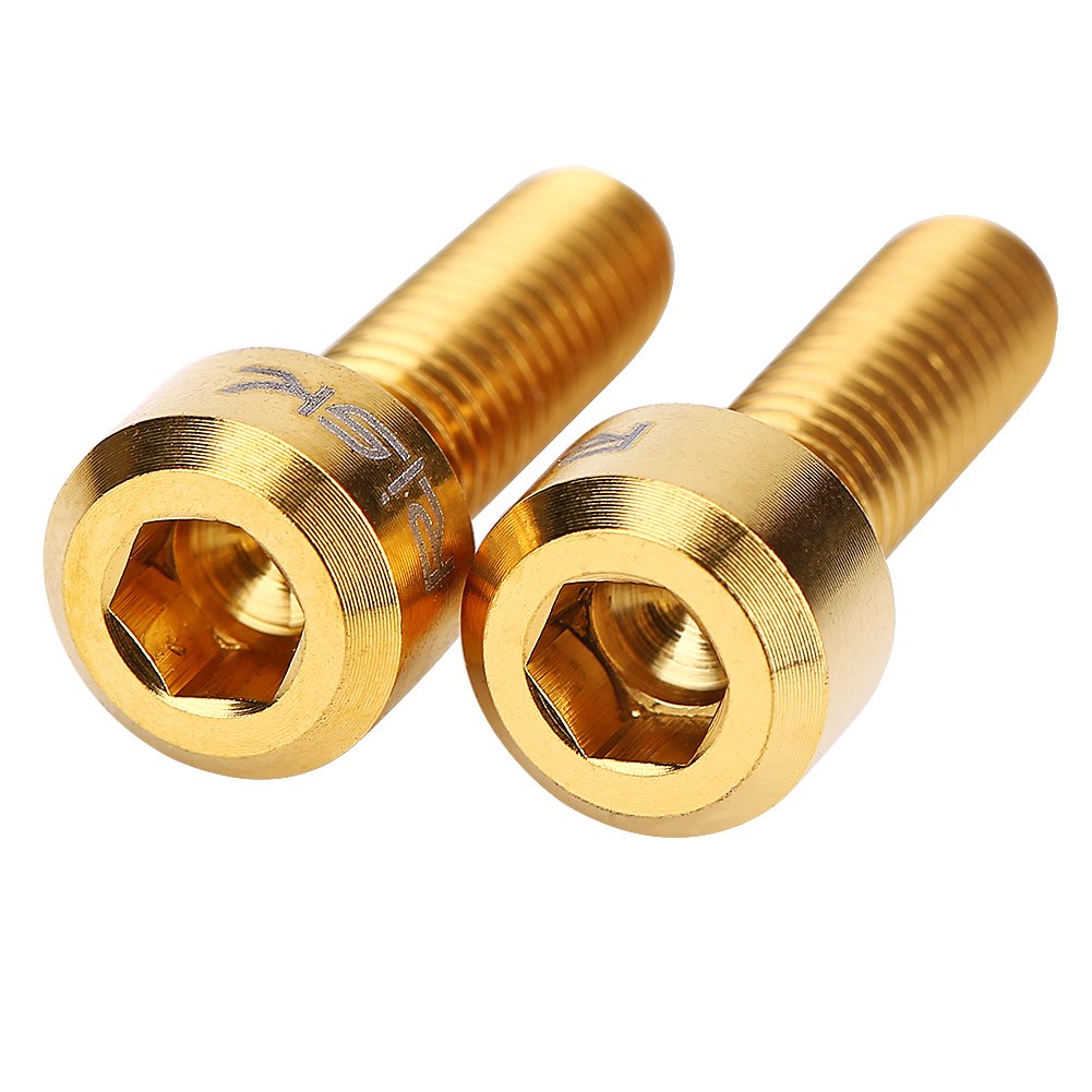 Bicycle Stem Screw, M5 x 16mm Alloy Stem Bolts for Bicycle Disc Brake Caliper/Handlebar Stem/Rear Rack/Water Bottle Cage Holder, 6PCS(Gold)