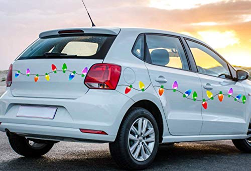 72 Pieces Christmas Car Refrigerator Decorations - 24 Reflective Bulb Light Shaped Magnets 48 Magnetic Wires Ornaments Set Xmas Holiday Cute Decor