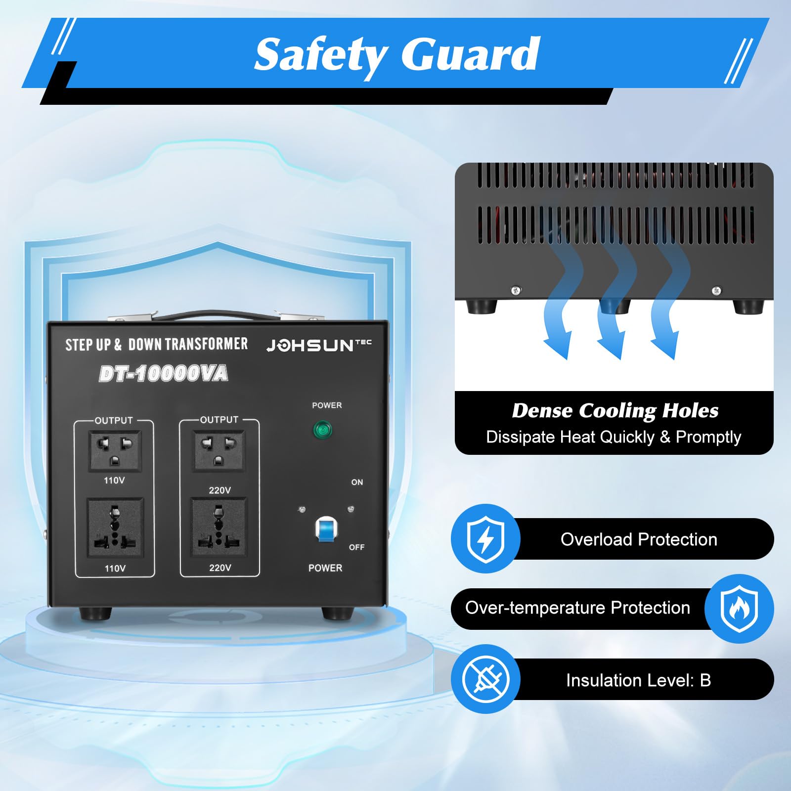 ST-10000 Voltage Converter Transformer Power Step Up/Down 110V to/from 220V Home Commercial Voltage Converter