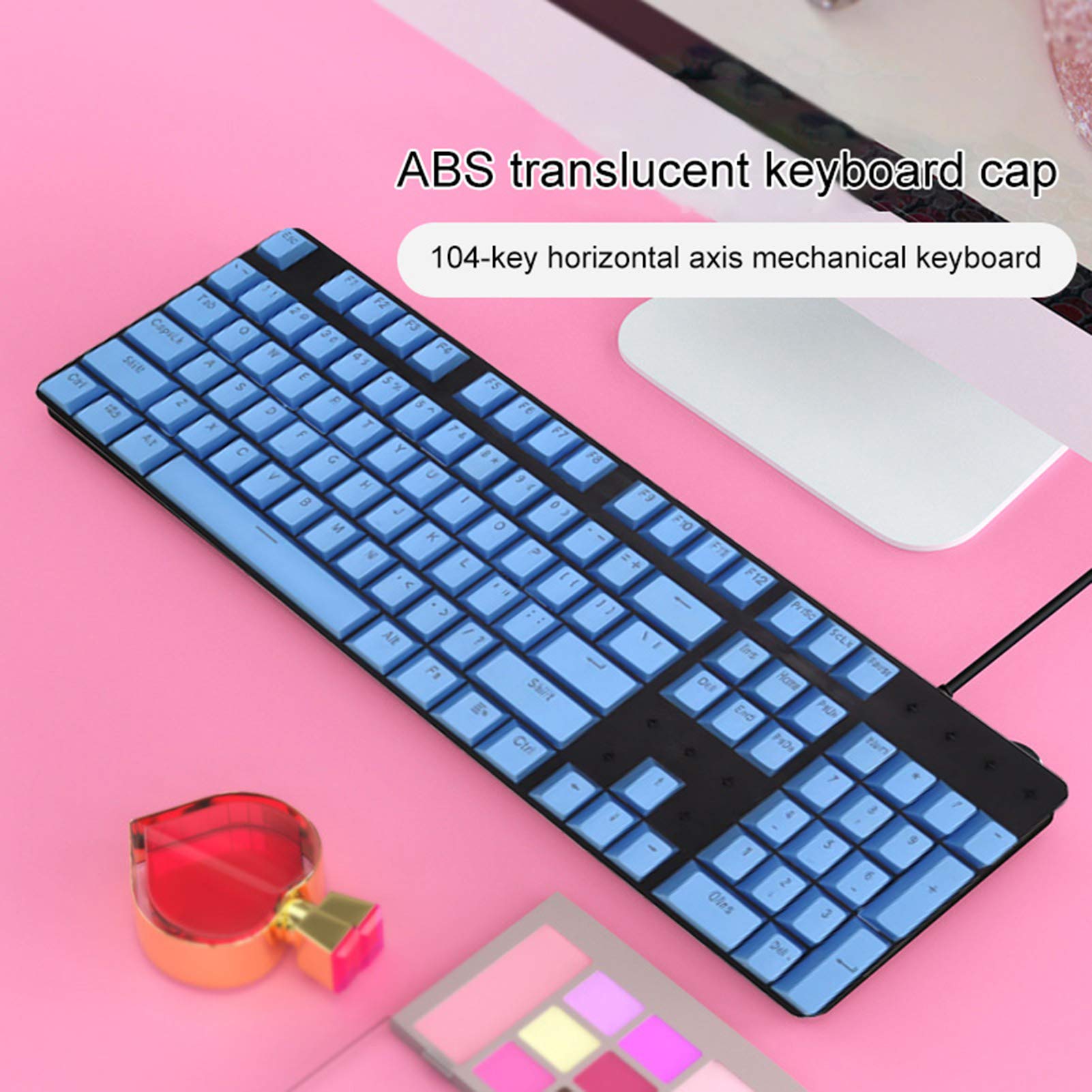 Trusway Keycaps 104Pcs Dual Colors Backlight Keycaps Accessory ABS Universal OEM Keycaps Replacement Kit for Keyboards Key Caps for Girls, Boys Gaming White