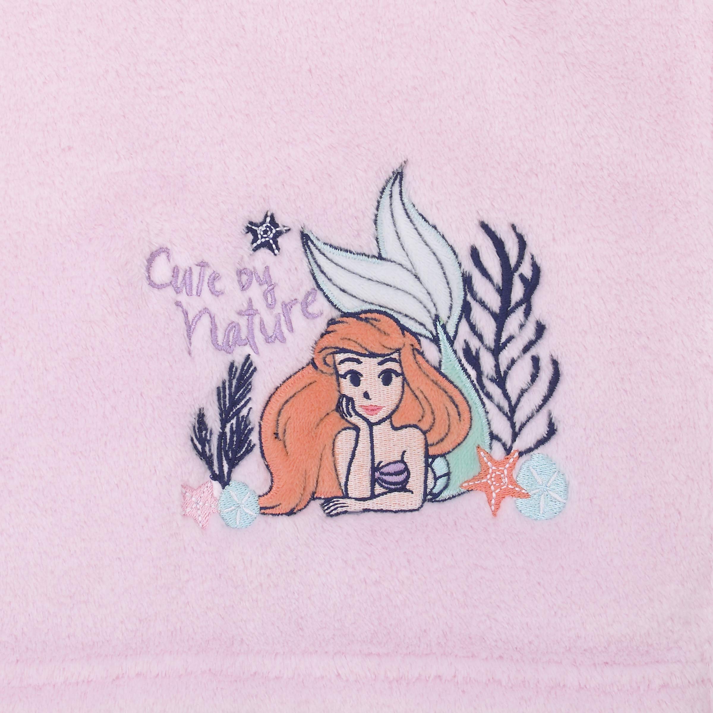 Disney The Little Mermaid Pink and Coral Ariel Cute by Nature Super Soft Baby Blanket