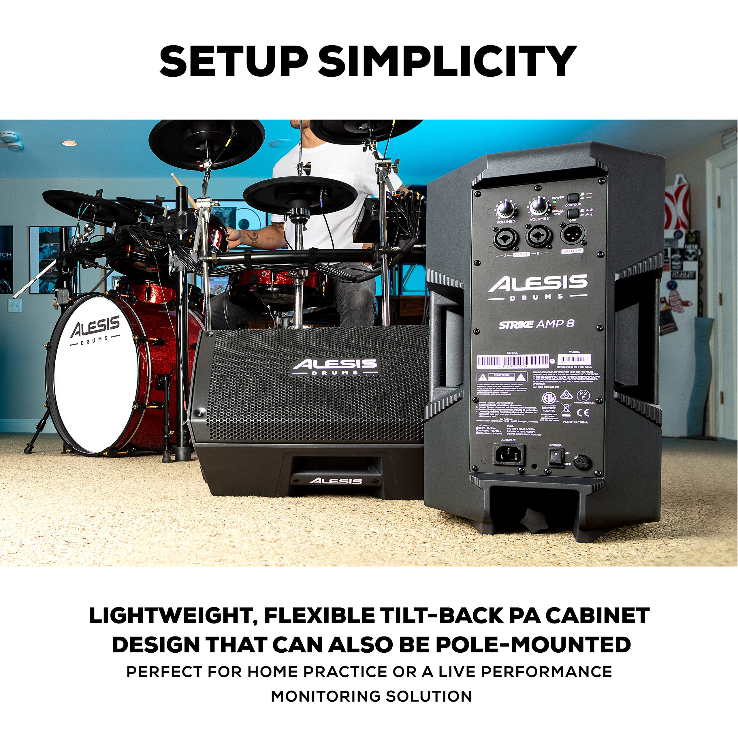 Alesis Drums Debut Kit & Strike Amp 8 Bundle - Kids Drum Set With 4 Mesh Electric Drum Set Pads, 120 Sounds and 2000W Drum Amplifier