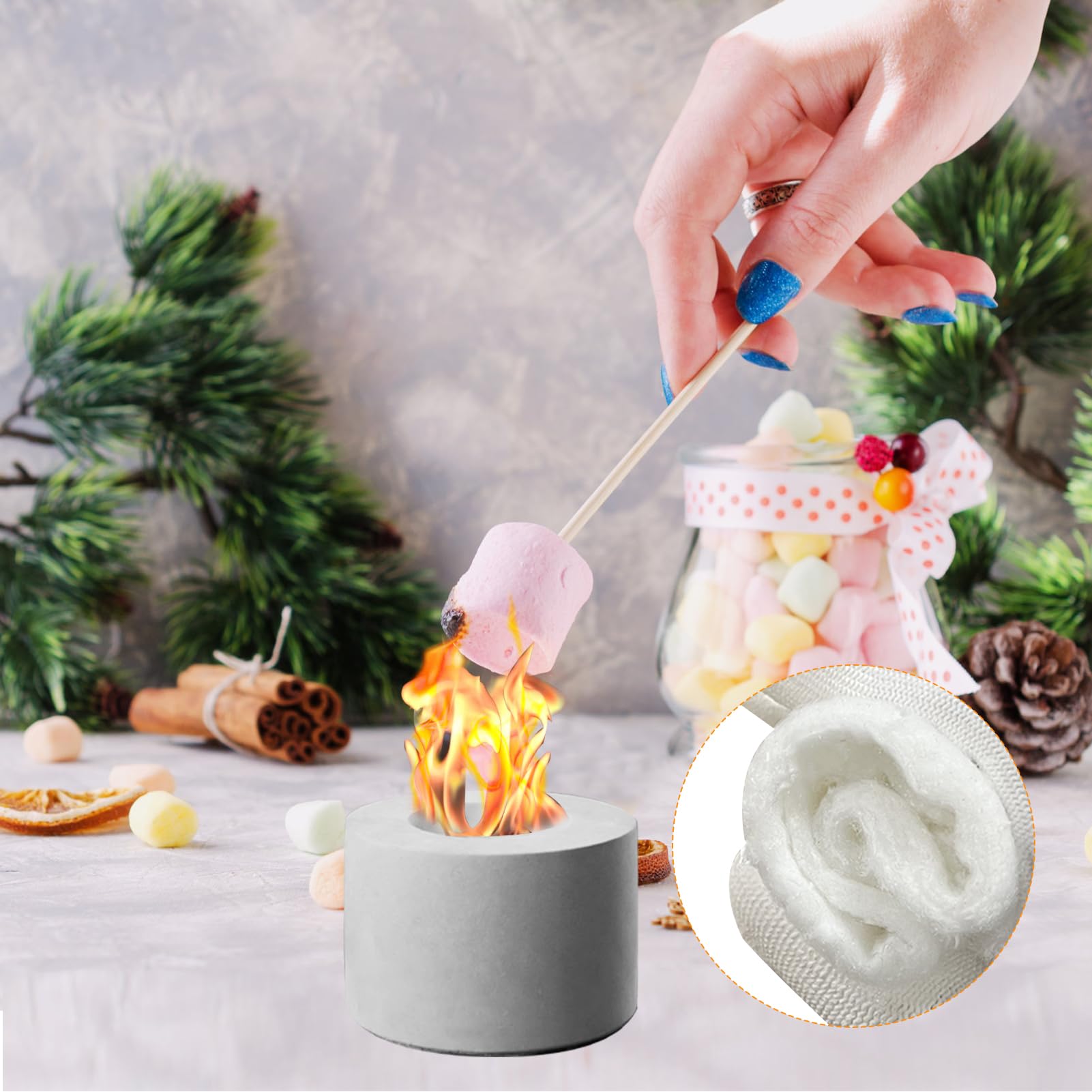 20 Pcs Ceramic Wool Wick for Tabletop Fire Pit, Carbon Felt Wick for Ethanol Fireplace Fuel Bioethanol Fuel to Extend Burning Time, Ceramic Fiber Insulation Wool Wick Sponge(8" L×2" W×0.2" H)