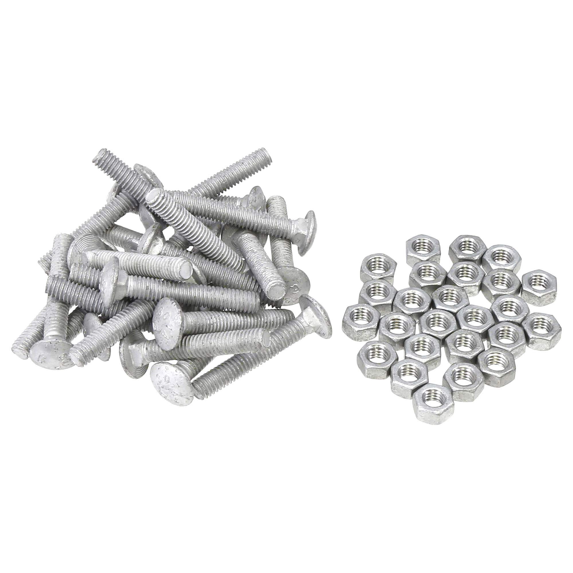 5/16 x 2" Long Carriage Bolts with Nuts, Galvanized Steel (Pack of 25)