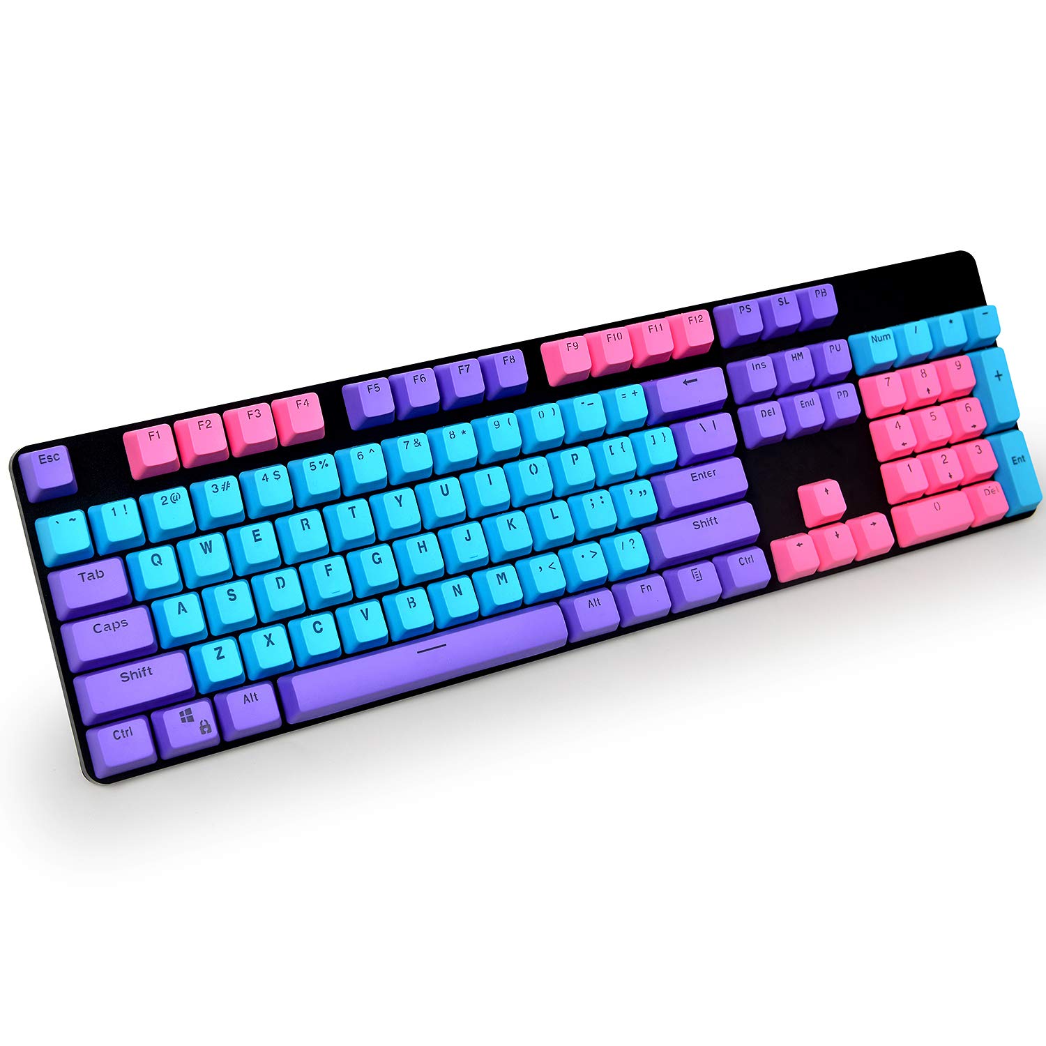 Bossi 104 Keycaps Set | Backlit Keycaps for Cherry MX Gaming Keyboard with Key Puller(Purple + Blue + Pink)(Keycap Only, Keyboard NOT Included)