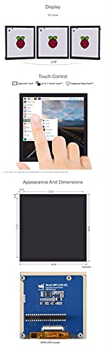 Iunius 4inch Square Capacitive Touch Screen LCD (C),for Raspberry Pi, 720×720, DPI, IPS, Toughened Glass Cover, Display DPI666 262K Colors,Low Power