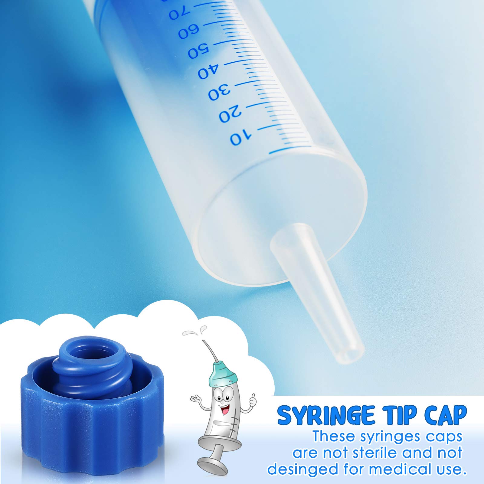 Syringe Tip Caps No Needle Lock Cap for Feeding Tubes Lab Supplies, Blue (150 Pieces)