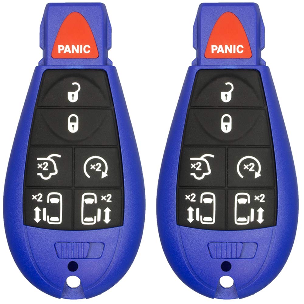 2 New Blue Keyless Entry 7 Buttons Remote Start Car Key Fob Fobik Shell / CASE M3N5WY783X, IYZC01C for Chrysler Town Country Dodge Grand Caravan Volkswagen Routan - (No Electronics or Chip Inside)