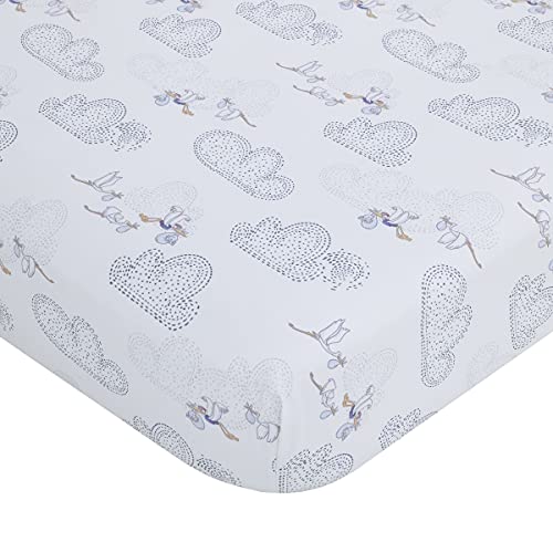 Disney Dumbo Mommy's Little Peanut Ivory, Gray, Blue Kangaroo, Bear, Zebra, Stork with Palm Trees 6Piece Nursery Crib Bedding Set, Ivory, Blue, Grey, Tan