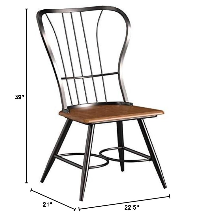 Baxton Studio Longford Dark Walnut Wood and Black Metal Vintage Industrial Dining Chair