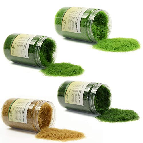 CFA4 4 x 300ml Mixed 12mm Static Grass Terrain Powder Green Fake Grass Fairy Garden Miniatures Landscape Artificial Sand Table Model Railway Layout