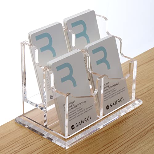 SANRUI Vertical Business Card Holder, Acrylic Business Card Display,Clear Desktop Business Card Stand for Exhibition, Home & Office