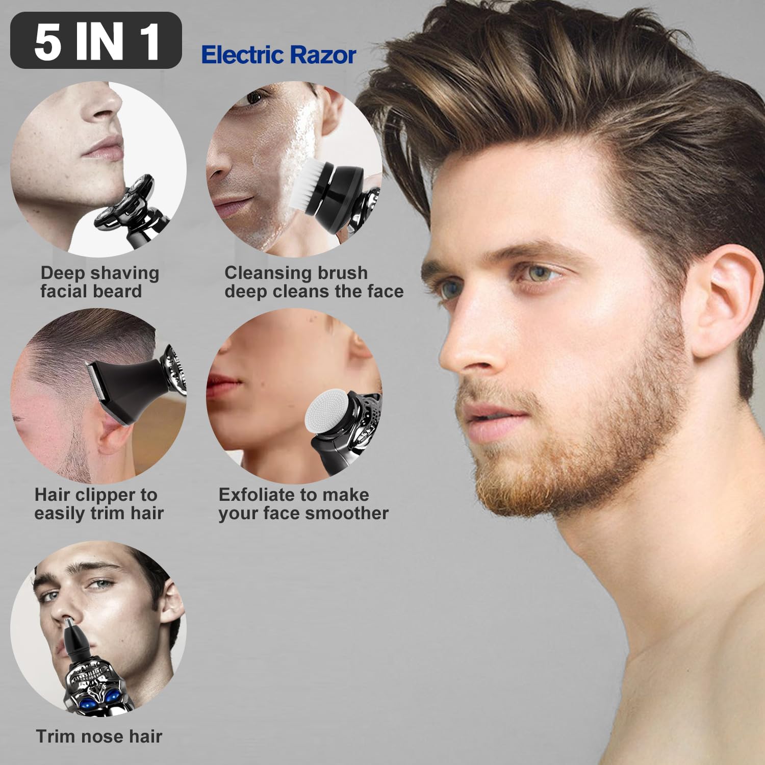 Largner Head Shavers for Bald Men - Head Shaver,Head Shavers for Men,Rechargeable Shavers for Men,Electric Head Shaver,Waterproof Head Shaver with Grooming Kit