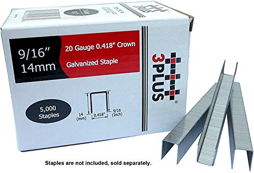 3PLUS HT5014SP Pneumatic 20 Gauge Stapler, T50 Upholstery Stapler, 1/4-Inch to 9/16-Inch