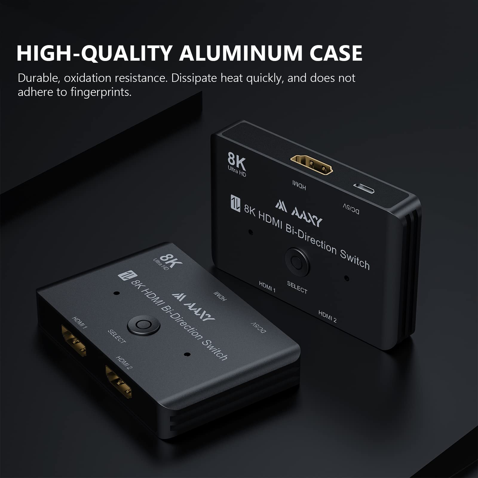 8K HDMI Splitter【HDMI 2.1 Cable 4FT】, 8K@60Hz HDMI Switch, 48Gbps Bidirectional HDMI Switcher 2 in 1 Out, Support 4K@120Hz, Dynamic HDR, HDCP 2.3, Compatible with Xbox X/PS5/8K TV(Only one Monitor)