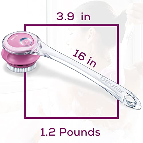 Beurer FC55 Electric Body Scrubber for Exfoliating and Massage, Waterproof for Showering, Cordless and Rechargeable, Spinning Skin Cleansing Brush with 2 Attachments