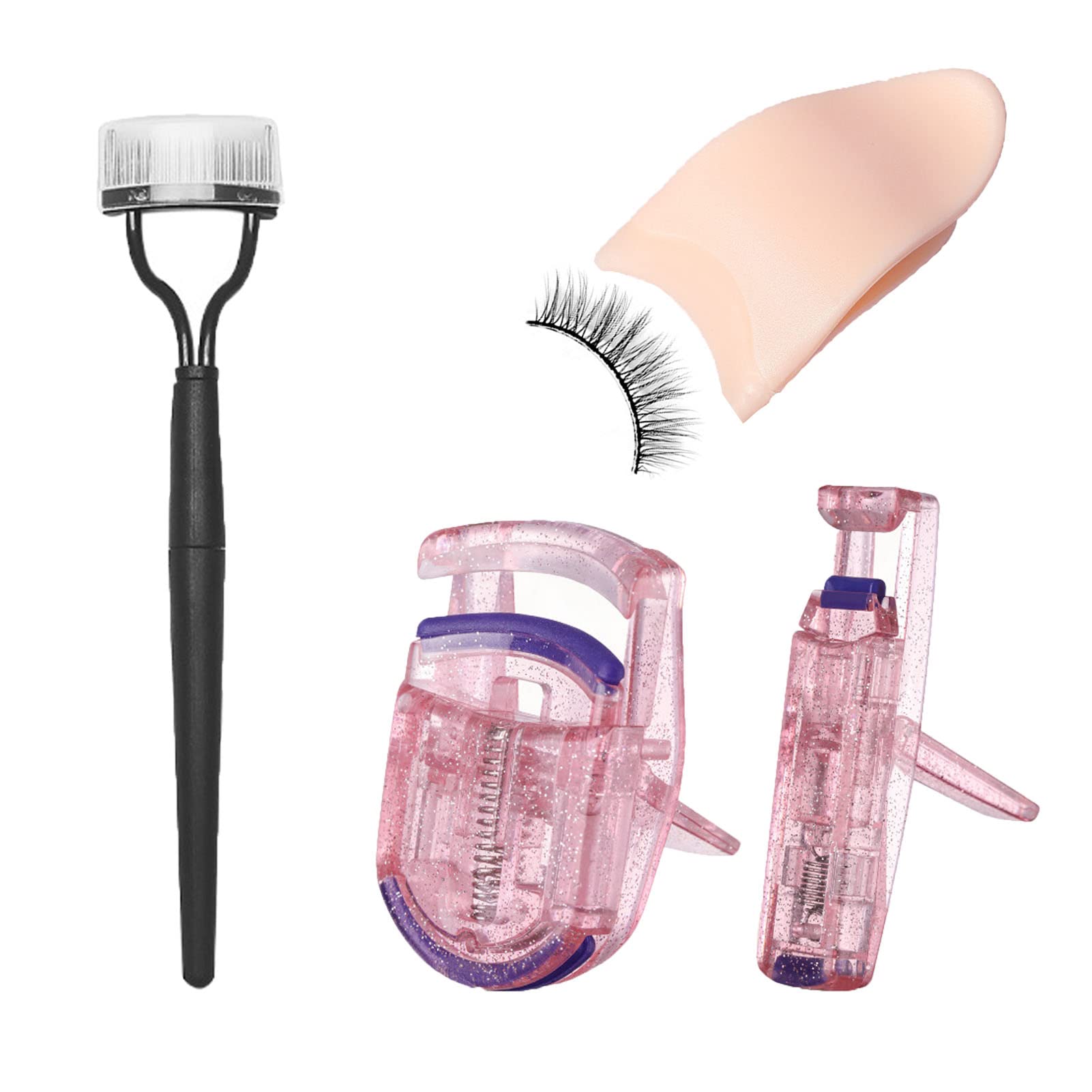 3 in 1 Eyelash Application Tool Kit, Mascara Comb Eyelash Separator Portable Mini Eyelash Curler and False Eyelash Applicator Tweezers Extensions Clips Eyelashes Buddy Kit (1 Set)