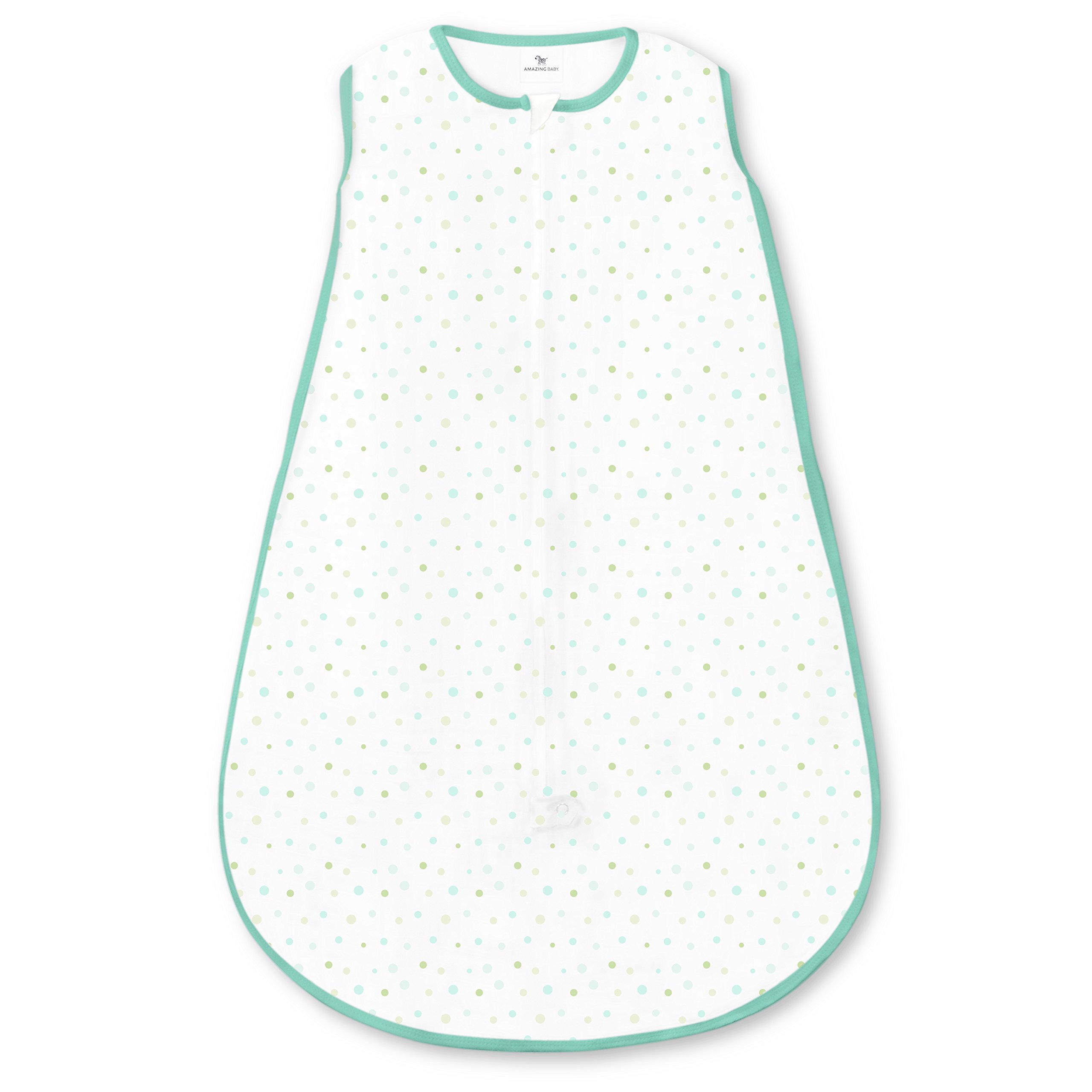 Amazing Baby Microfleece Sleeping Sack, Wearable Blanket with 2-Way Zipper, Use After Swaddle Transition, Playful Dots, SeaCrystal, Large 12-18 Month