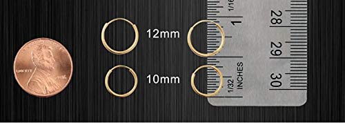 14k Yellow Gold Round Endless Hoop Earrings - 10-18mm (10 Millimeters)……