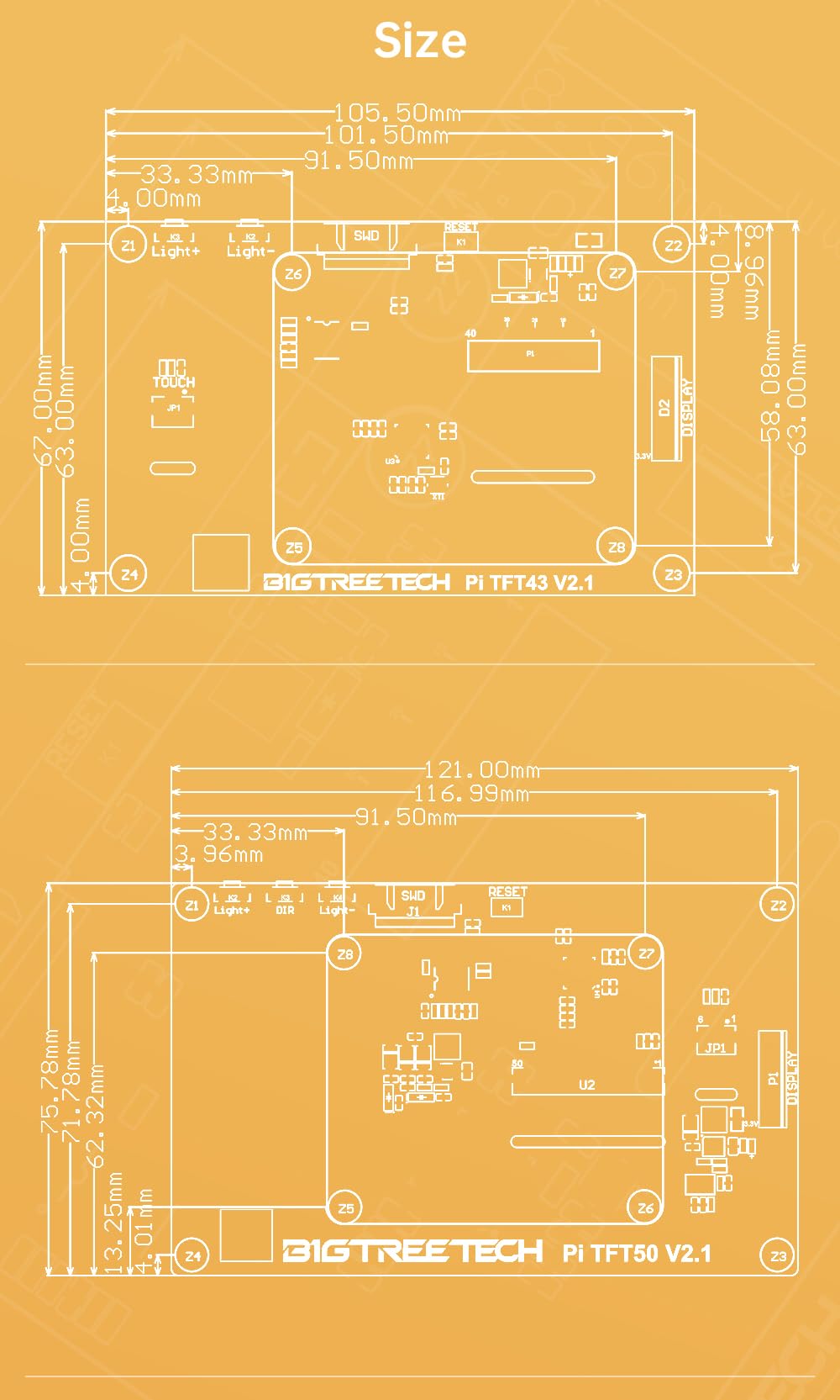 BIGTREETECH Upgrade PI TFT50 V2.1 TFT LCD Display DSI 800x480 for Raspberry Pi 4 3 2 Model B RPi 1 B B+ A A+ 3D Printer Controller (5in Capacitive Touch Screen)