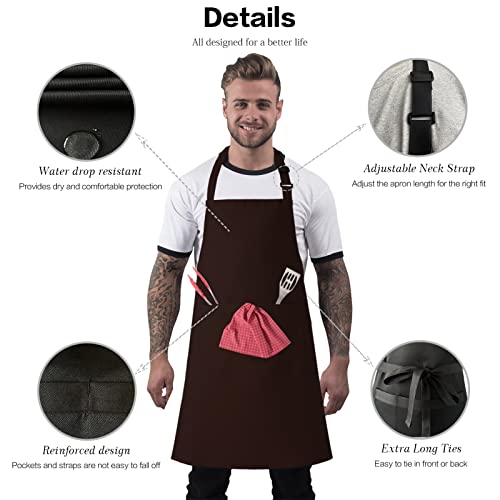 AEKTBY Adjustable Water drop Resistant Apron with 3 Pockets, Kitchen Cooking & Grilling Aprons for Women Men Chef (Black)