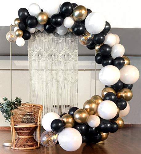 Heboland Black Gold White Balloon Garland Arch Kit 92Pcs Balloons16ft Long for Birthday Party Graduation Event Decorations