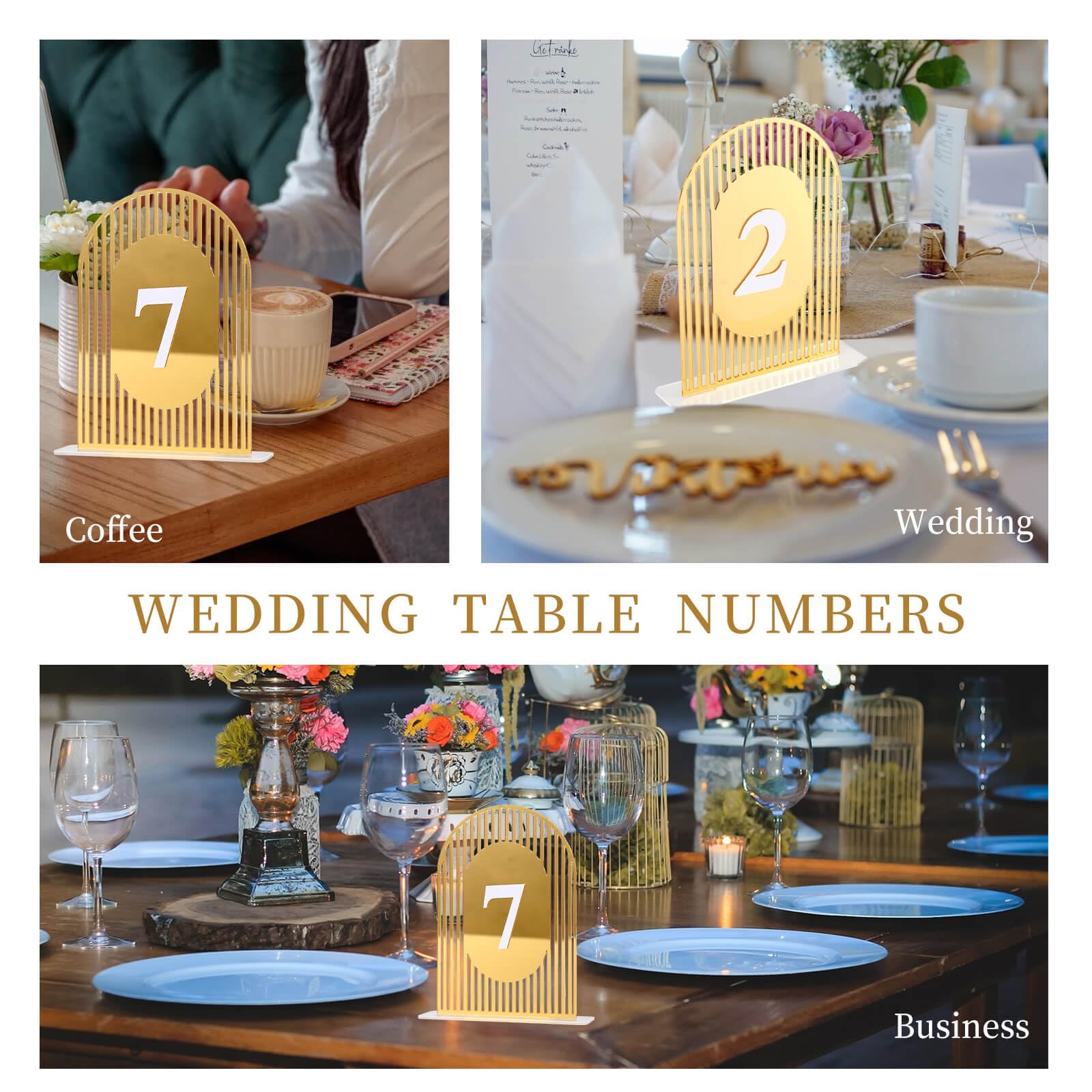 20 pcs Modern Arch Gold Table Numbers for Wedding Reception, Acrylic Signs and Holders ,Perfect for Centerpiece, Reception, Decoration, Party, Anniversary, Event(4x6 Inch)