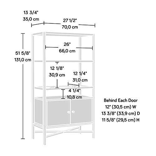 Sauder Harper Heights Bookcase with Doors, White Finish